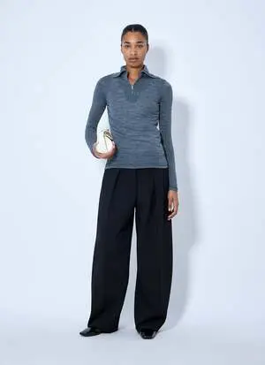 JIL SANDER Quarter-zip Long Sleeve Top - Gray