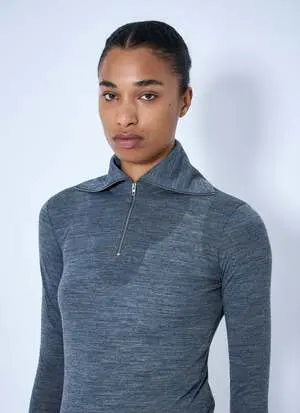 JIL SANDER Quarter-zip Long Sleeve Top - Gray