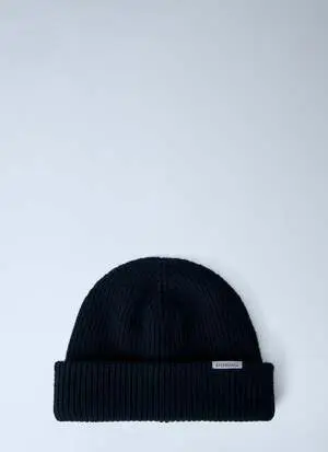 Balenciaga Ribbed Knit Beanie - Black