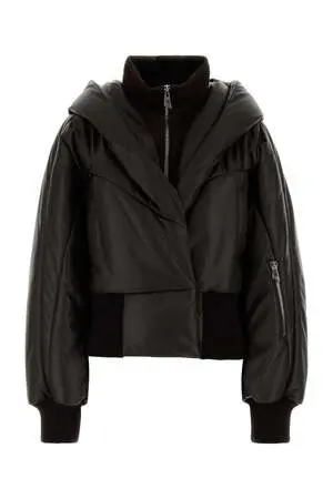 Attico Leather Bomber Jacket - Brown