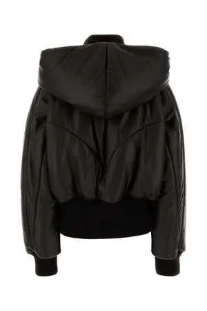 Attico Leather Bomber Jacket - Brown