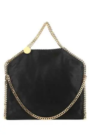 Stella McCartney Shaggy Deer Falabella Fold Over Handbag - Black