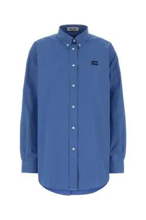 Miu Miu Oversized Poplin Shirt - Blue