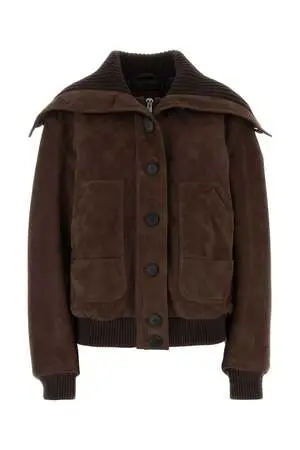 Attico Suede Bomber Jacket - Brown