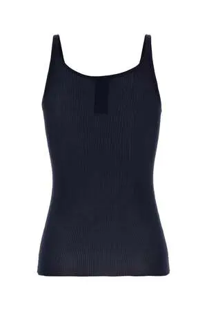 Prada Navy Silk Ribbed Tank Top - Blue
