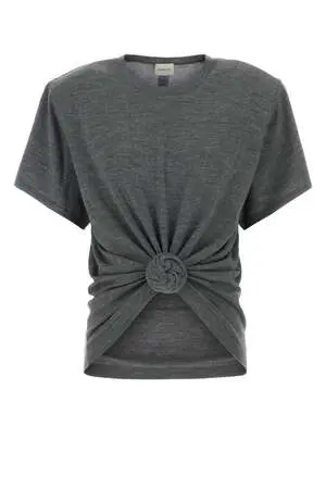 Magda Butrym MAGDA BUTRYM Grey Wool T-Shirt With Knot Detailing Gray