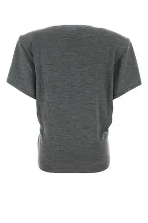 Magda Butrym Grey Wool T-shirt With Knot Detailing - Gray