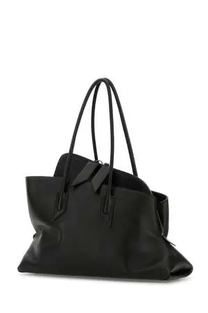 Attico La Passeggiata Leather Shoulder Bag - Black