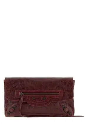 Balenciaga Burgundy Leather Le City Clutch - Red
