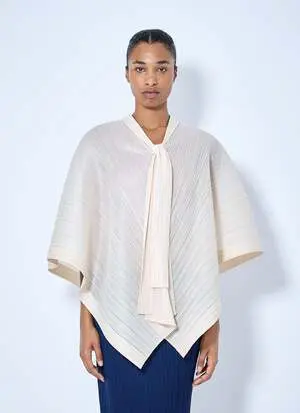 Issey Miyake Pleated Cape Blouse - Cream