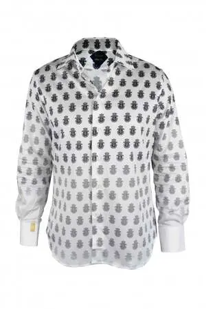 BILLIONAIRE Ls Milano All Over Shirt - White