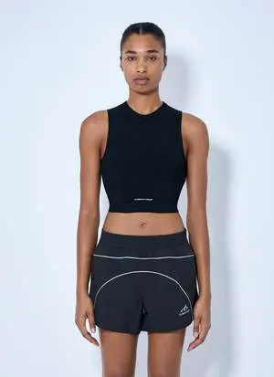Balenciaga Fitted Ribbed Knit Sleeveless Crewneck Top - Black