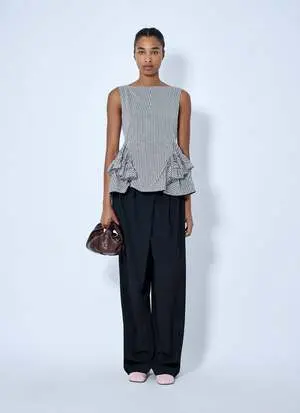 Dries Van Noten Sleeveless Striped Peplum Top - Brown