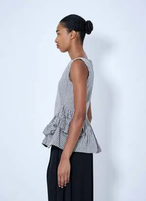 Dries Van Noten Sleeveless Striped Peplum Top - Brown