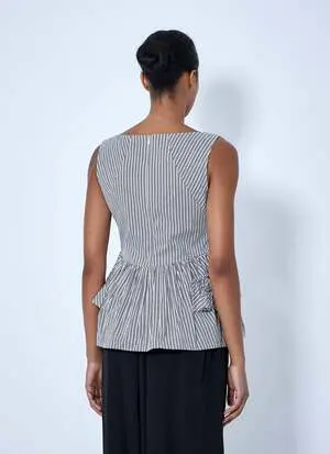 Dries Van Noten Sleeveless Striped Peplum Top - Brown