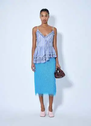Dries Van Noten Striped Ruffled V-neck Camisole