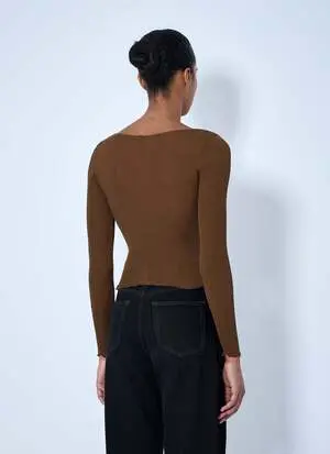 Saint Laurent Ribbed Lacy Button Up Top