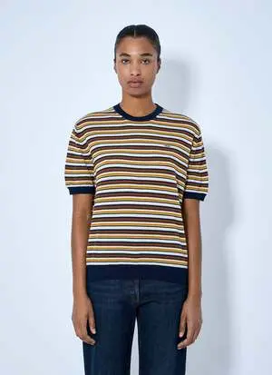 Prada Striped Cashmere Knit T-shirt - Blue