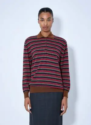 Prada Striped Polo Sweater - Red