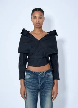 Balenciaga Off-shoulder Wrap Shirt - Black