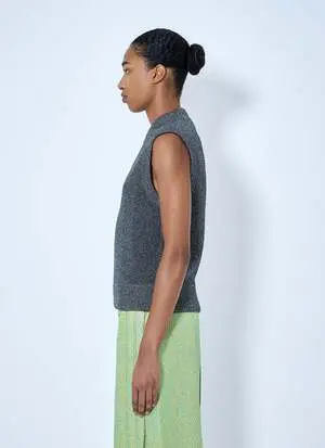 Marni Sleeveless Knit Top With Ribbed Trims - Gray