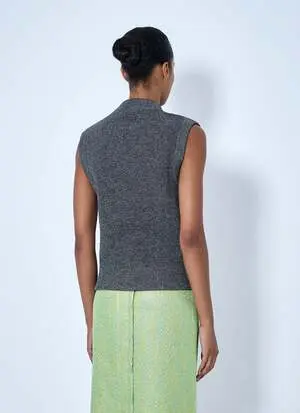 Marni Sleeveless Knit Top With Ribbed Trims - Gray