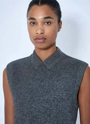 Marni Sleeveless Knit Top With Ribbed Trims - Gray