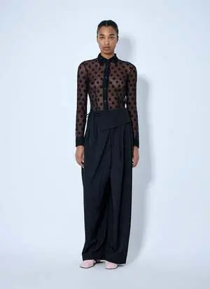 Dries Van Noten Polka-dot Sheer Cotton-blend Tulle Shirt - Black