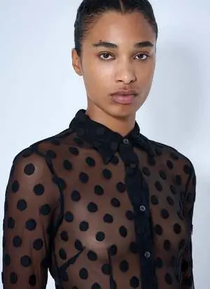 Dries Van Noten Polka-dot Sheer Cotton-blend Tulle Shirt - Black