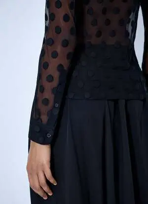 Dries Van Noten Polka-dot Sheer Cotton-blend Tulle Shirt - Black