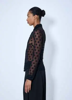 Dries Van Noten Polka-dot Sheer Cotton-blend Tulle Shirt - Black