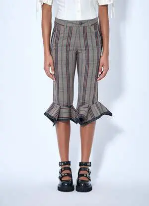 VIVIENNE WESTWOOD Flared Plaid Cropped Trousers - Cream