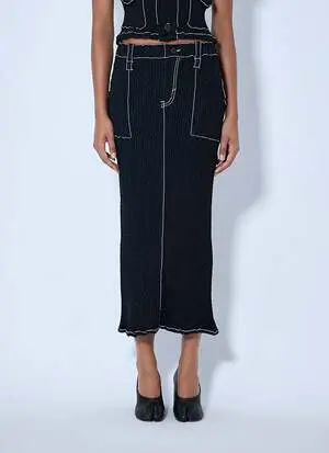 Issey Miyake Wavelet Ensemble Midi Skirt - Black