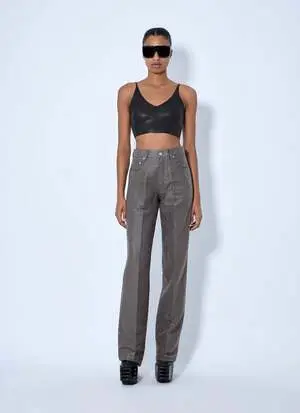 Rick Owens V-neck Leather Crop Top