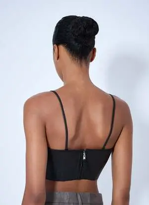 Rick Owens V-neck Leather Crop Top