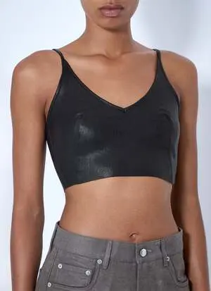 Rick Owens V-neck Leather Crop Top
