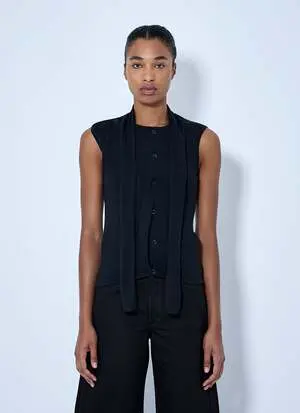 LEMAIRE Asymmetrical Vest With Scarf Detail - Black