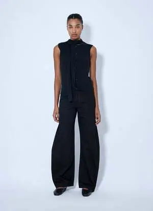 LEMAIRE Asymmetrical Vest With Scarf Detail - Black