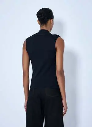 LEMAIRE Asymmetrical Vest With Scarf Detail - Black