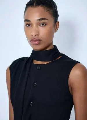 LEMAIRE Asymmetrical Vest With Scarf Detail - Black