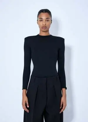 JIL SANDER Wool Bodysuit With Long Sleeves - Black