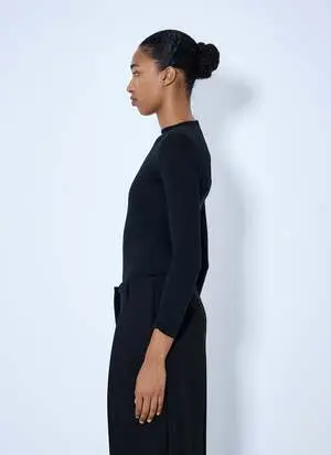 JIL SANDER Long Sleeve Wool Bodysuit - Black