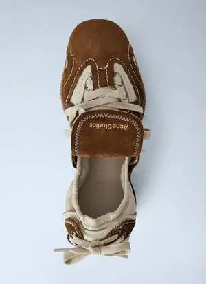 Acne Studios Suede Overlay Ballerina Sneakers - Brown