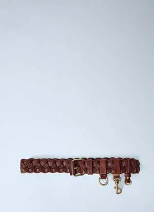 Miu Miu Woven Leather Belt With Brass-tone Buckle - Brown