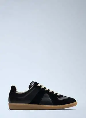 MAISON MARGIELA Replica Leather Lace-up Sneakers - Black