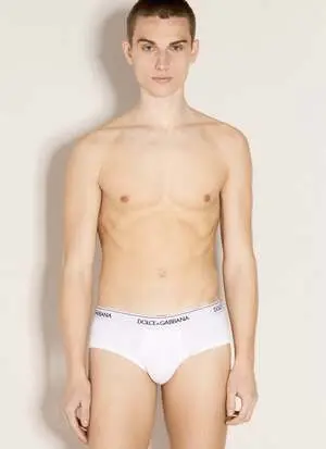 Dolce & Gabbana Set Of Two Logo Print Briefs - White