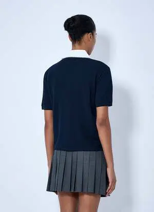 Miu Miu Cotton Piqué Polo Shirt With Embroidered Collar