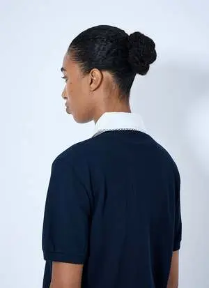 Miu Miu Cotton Piqué Polo Shirt With Embroidered Collar