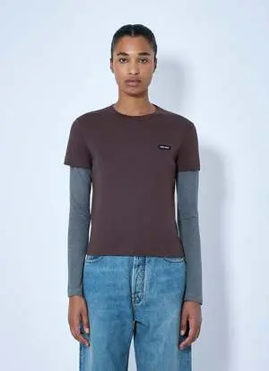 Miu Miu Layered T-shirt With Logo Patch
