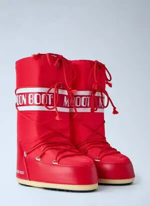 Moon Boot Icon Nylon Lace-up Snow Boots - Red